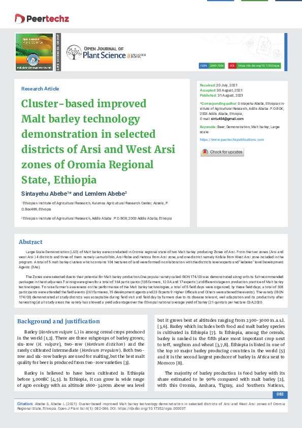 (PDF) Cluster-based improved Malt barley technology demonstration in ...