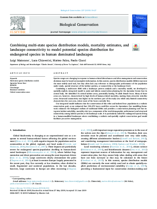 Pdf Combining Multi State Species Distribution Models Mortality Estimates And Landscape