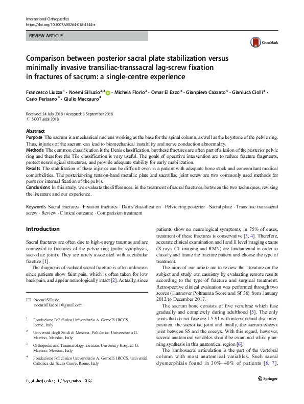 (PDF) Comparison between posterior sacral plate stabilization versus ...