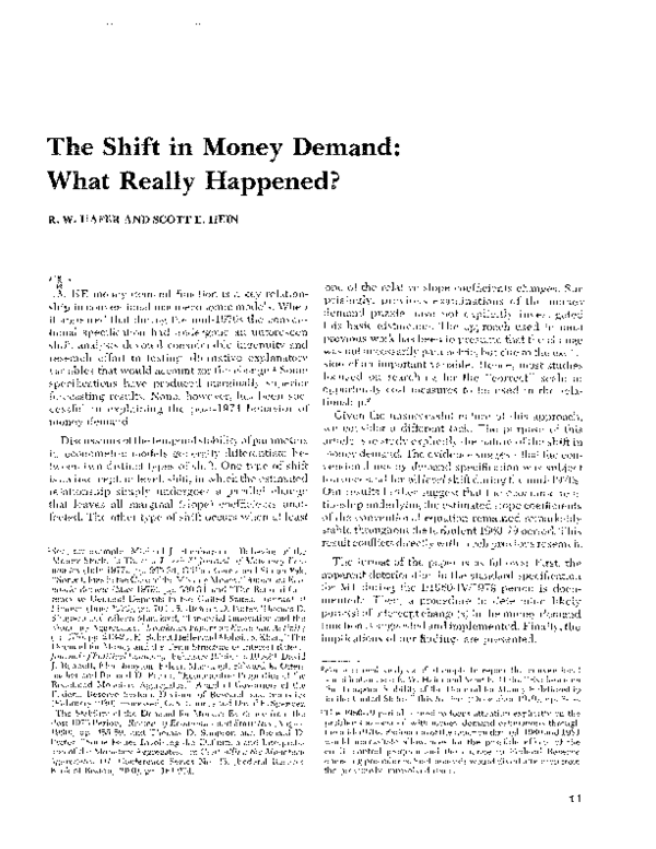 (PDF) The Shift in Money Demand: What Really Happened?