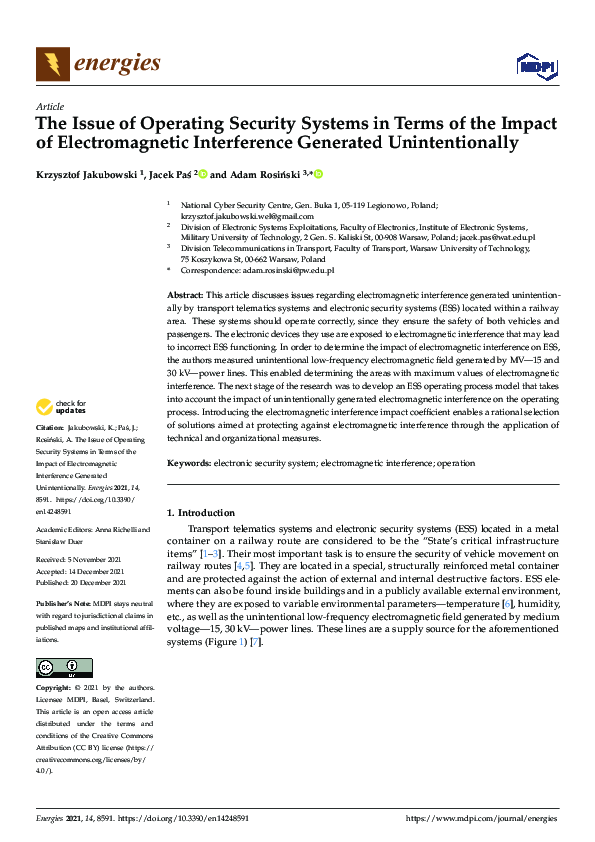 (PDF) The Issue of Operating Security Systems in Terms of the Impact of Electromagnetic ...