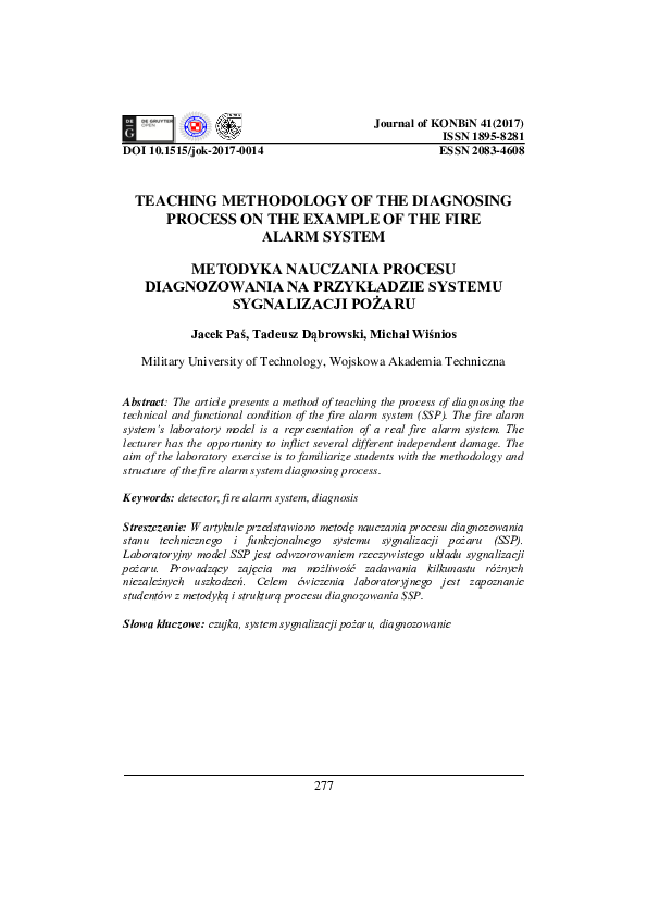 (PDF) Teaching methodology of the diagnosing process on the example of ...