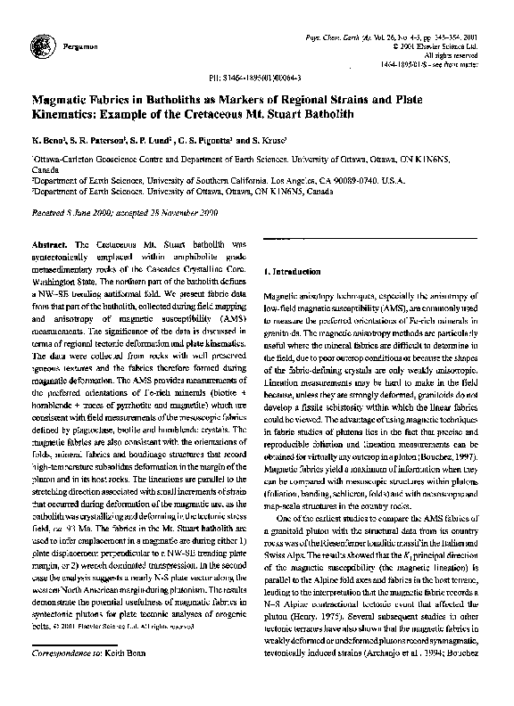 (PDF) Magmatic fabrics in batholiths as markers of regional strains and ...