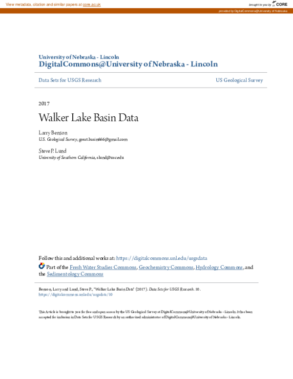 (PDF) Walker Lake Basin Data | Steve Lund - Academia.edu