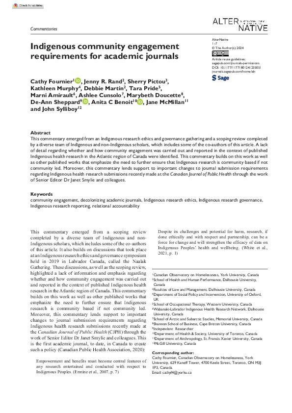 (PDF) Indigenous community engagement requirements for academic journals