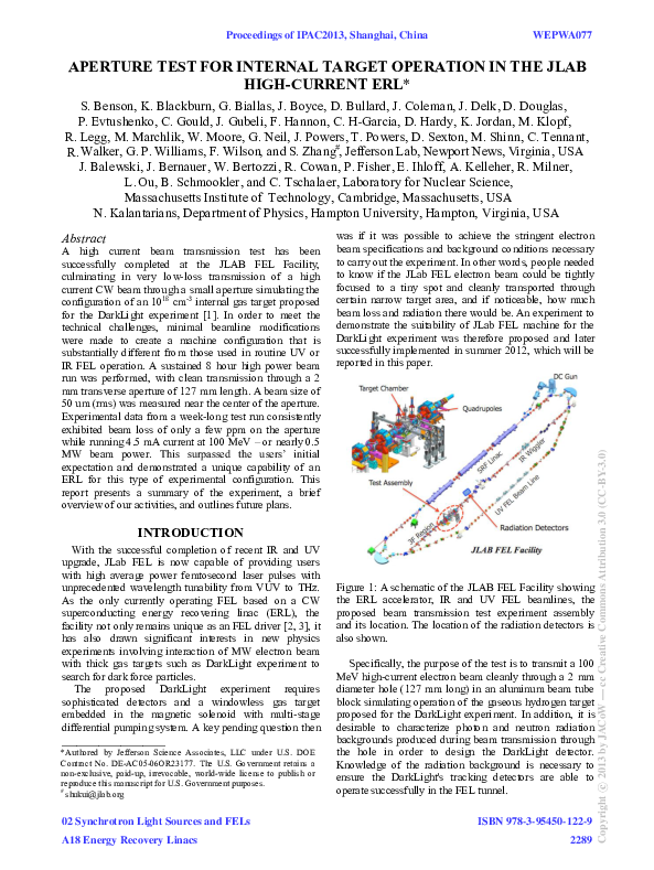 (PDF) Aperture test for internal target operation in the JLAB high ...