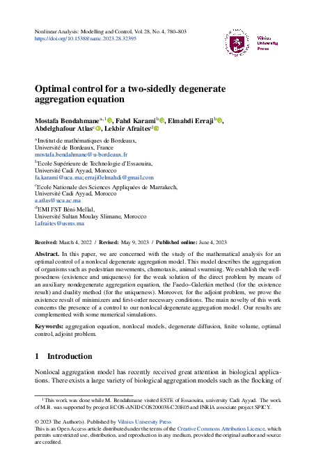 (PDF) Optimal control for a two-sidedly degenerate aggregation equation