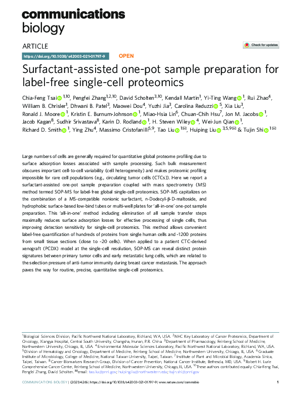 (PDF) Surfactant-assisted one-pot sample preparation for label-free single-cell proteomics