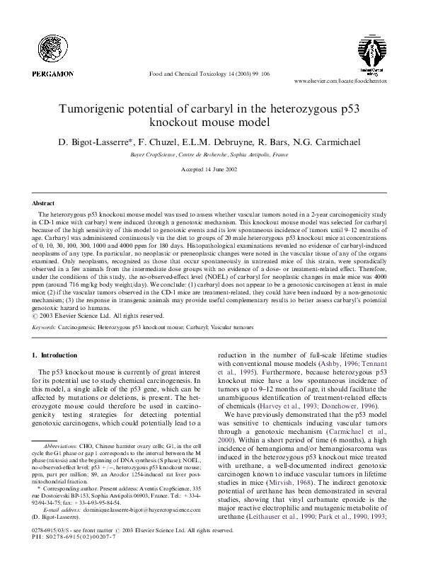 (PDF) Tumorigenic potential of carbaryl in the heterozygous p53 ...
