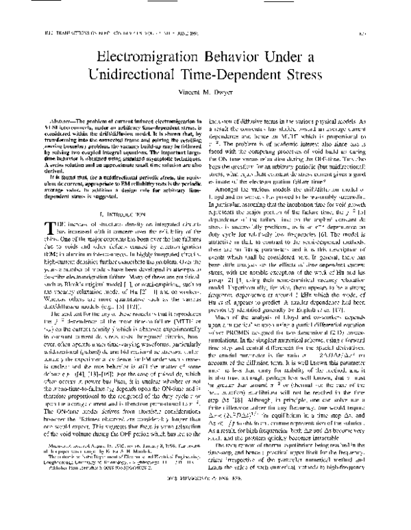 (PDF) Electromigration behavior under a unidirectional time-dependent stress