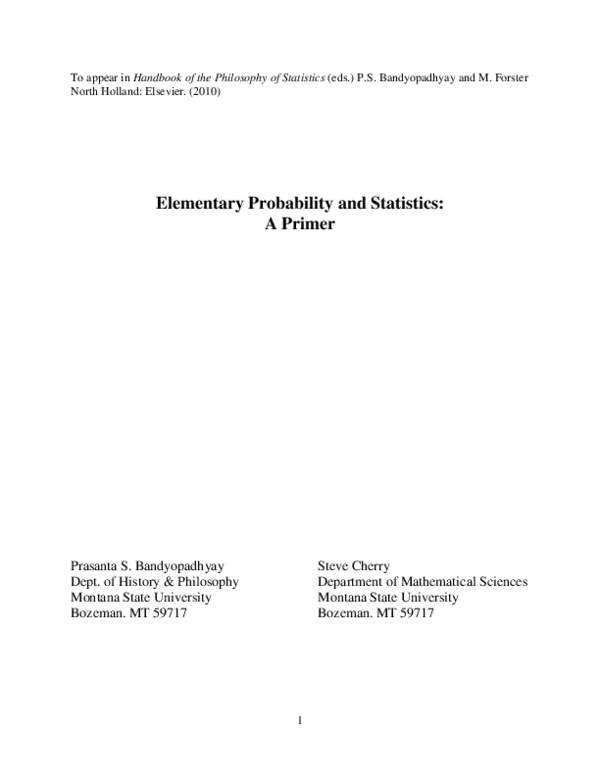(PDF) Elementary Probability and Statistics