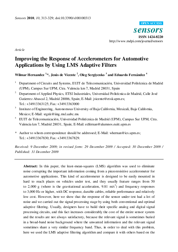 (PDF) Improving the Response of Accelerometers for Automotive ...
