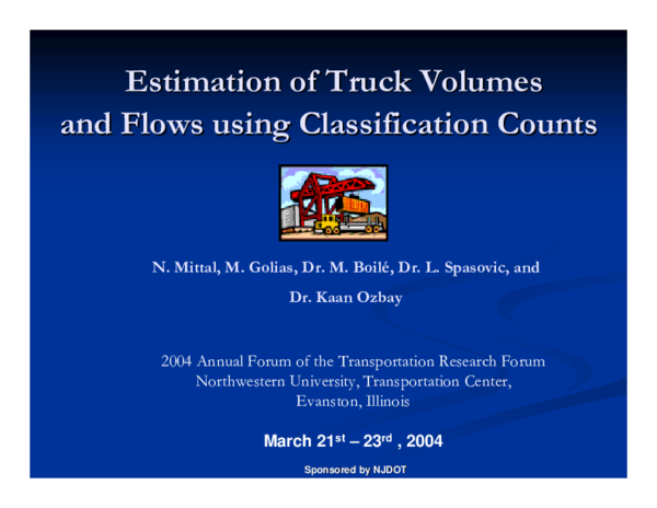 (PDF) Estimation of Truck Volumes and Flows using Classification Counts