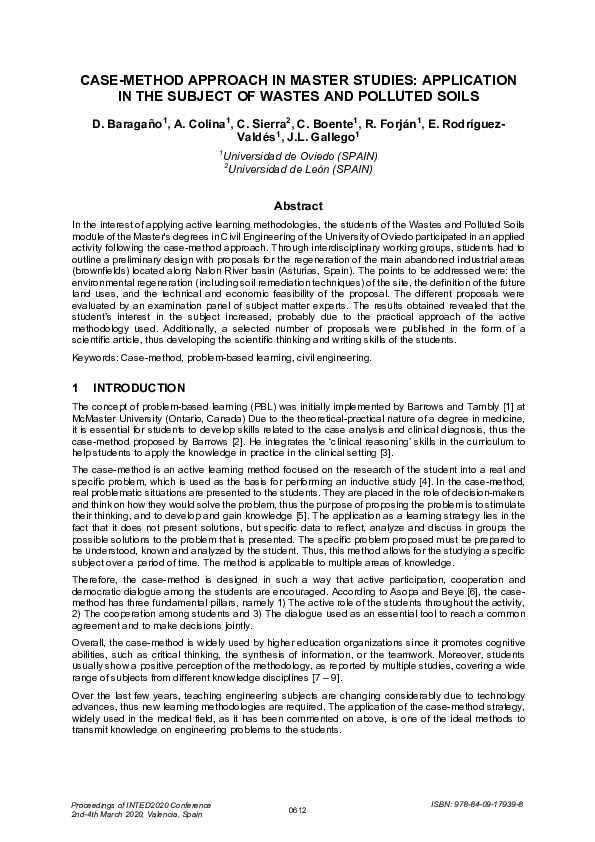 (PDF) Case-Method Approach in Master Studies: Application in the ...