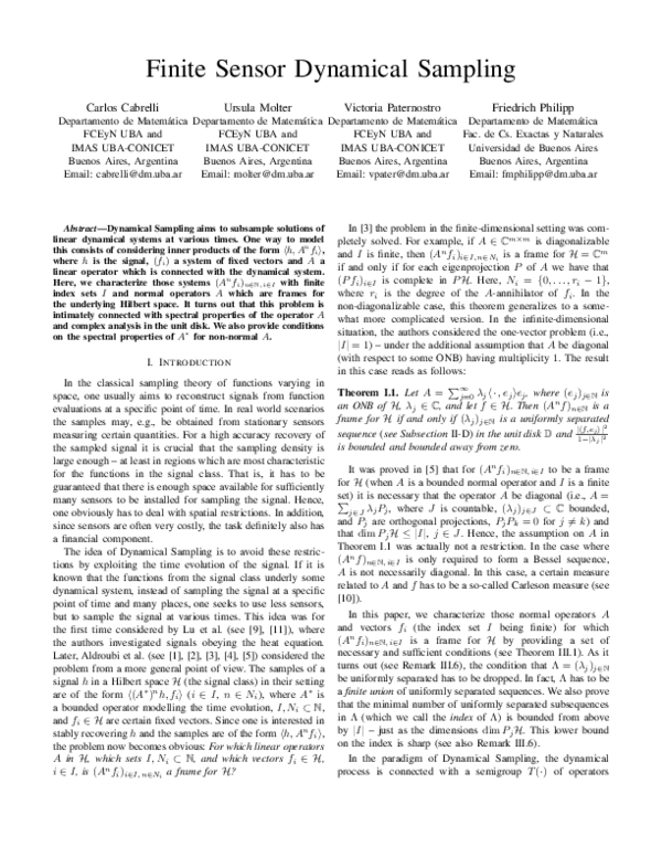 (PDF) Finite sensor Dynamical Sampling
