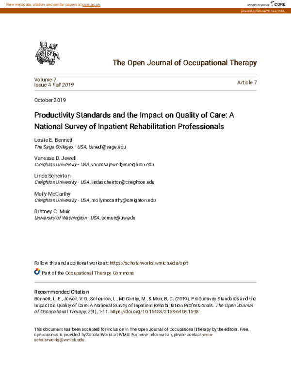 (PDF) Productivity Standards and the Impact on Quality of Care: A ...