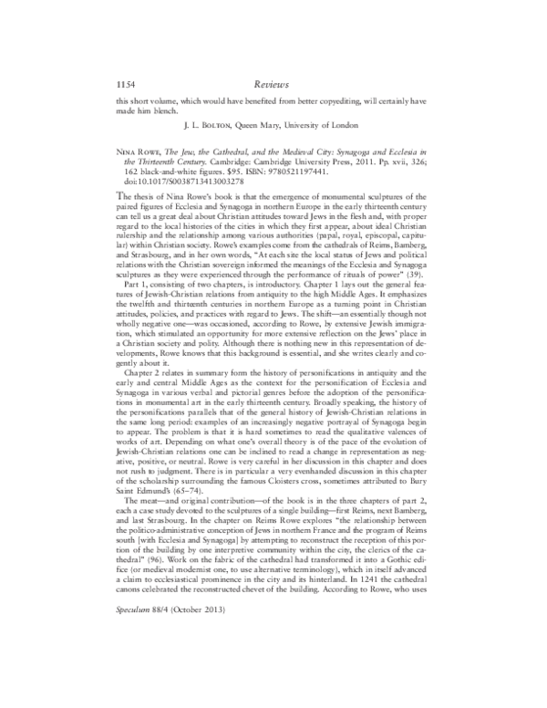 (PDF) Nina Rowe, The Jew, the Cathedral, and the Medieval City ...