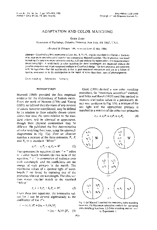 (PDF) Adaptation and color matching