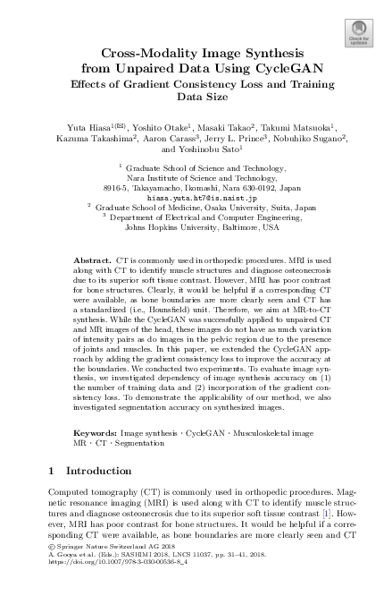 (PDF) Cross-Modality Image Synthesis from Unpaired Data Using CycleGAN