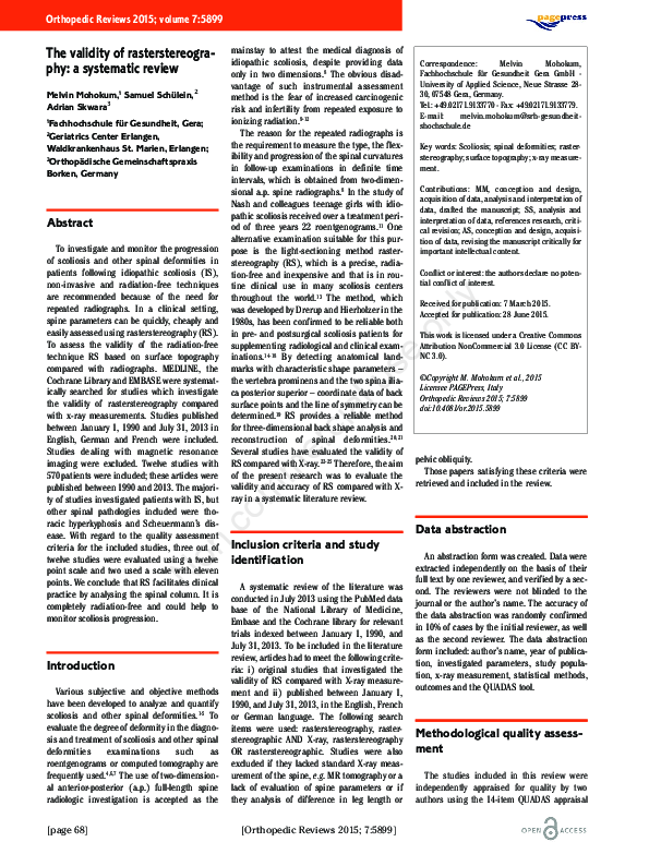 (PDF) The Validity of Rasterstereography: A Systematic Review