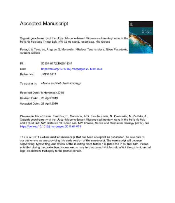 (PDF) Organic geochemistry of the Upper Miocene-Lower Pliocene ...