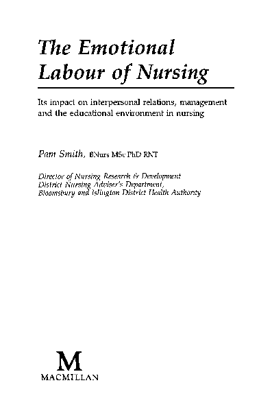 (PDF) The Emotional Labour of Nursing