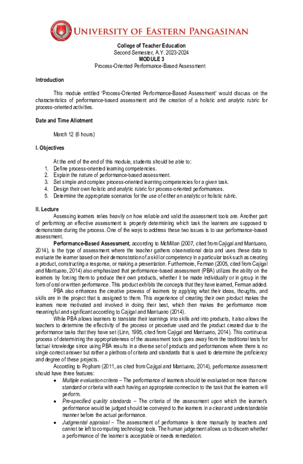 (PDF) Process-oriented Performance-based Assessment