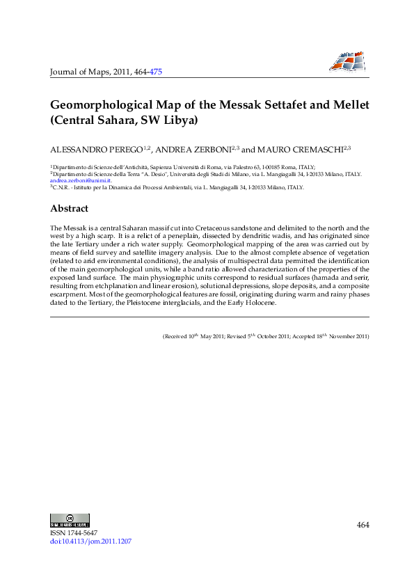 (PDF) Geomorphological Map of the Messak Settafet and Mellet (Central ...
