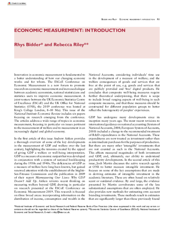 (PDF) Economic Measurement: Introduction