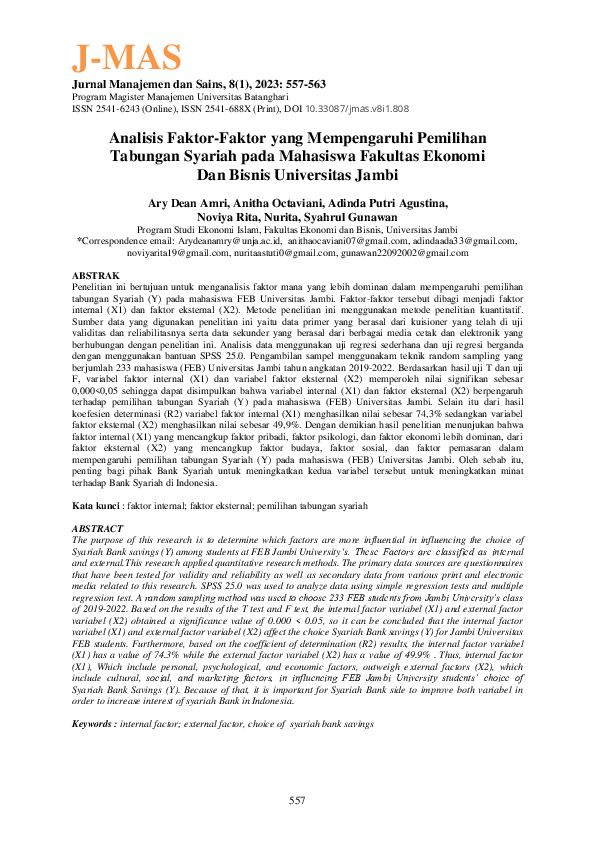 (PDF) Analisis Faktor-Faktor Yang Mempengaruhi Pemilihan Karir Sebagai Dosen Bagi Mahasiswa ...