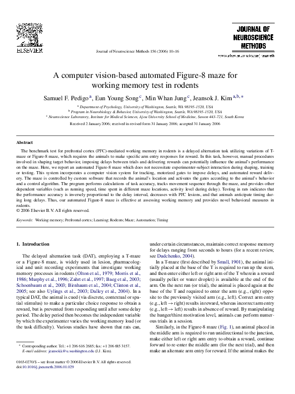 (PDF) A computer vision-based automated Figure-8 maze for working ...