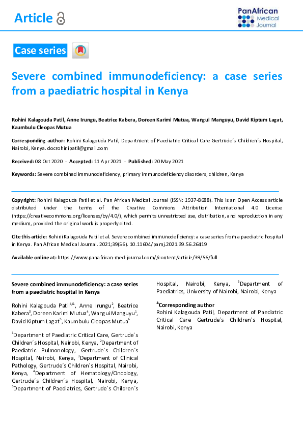 (PDF) Severe combined immunodeficiency (SCID): a case series from a ...