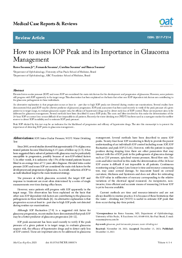 (PDF) How to assess IOP Peak and its Importance in Glaucoma Management