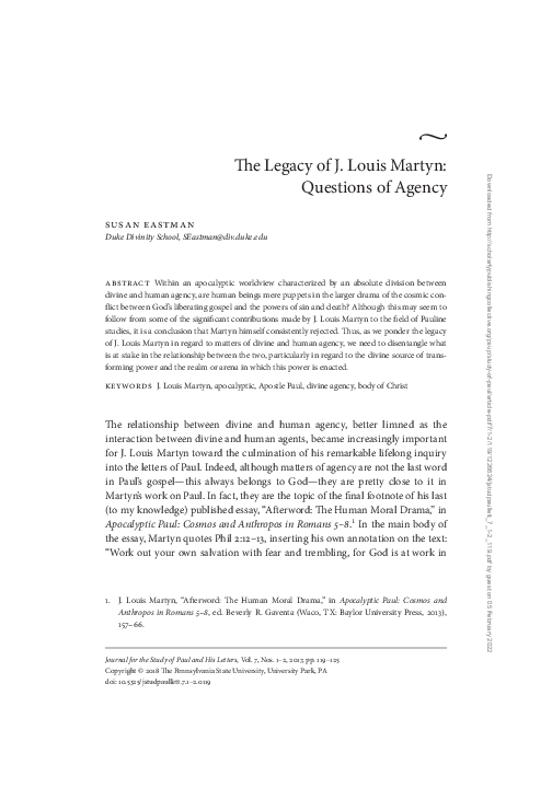 (PDF) The Legacy of J. Louis Martyn: Questions of Agency