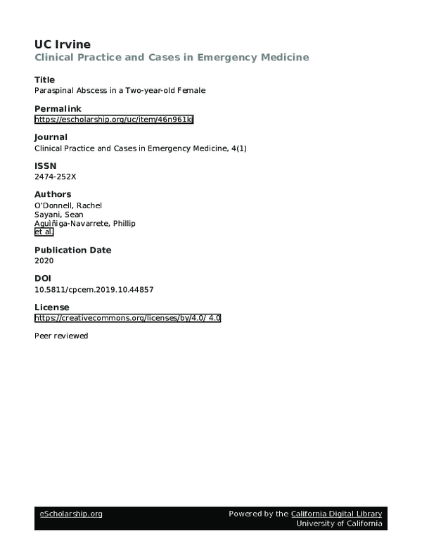 (PDF) Paraspinal Abscess in a Two-year-old Female
