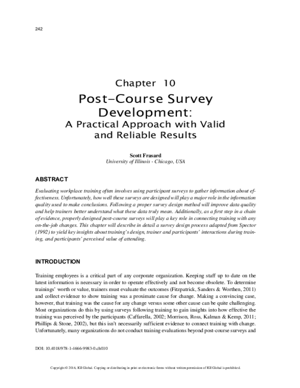 (PDF) Post-Course Survey Development