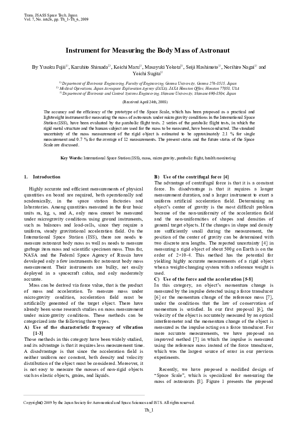 (PDF) Instrument for Measuring the Body Mass of Astronaut
