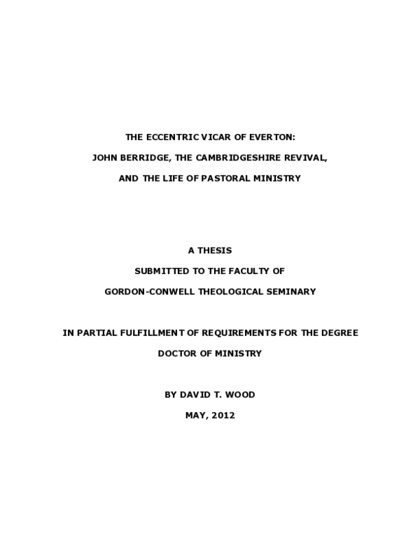 (PDF) THE ECCENTRIC VICAR OF EVERTON: JOHN BERRIDGE, THE CAMBRIDGESHIRE ...
