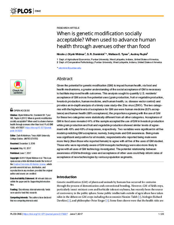 (PDF) When is genetic modification socially acceptable? When used to ...