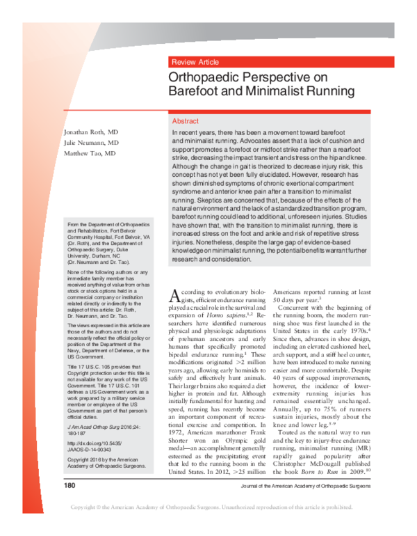 (PDF) Orthopaedic Perspective on Barefoot and Minimalist Running