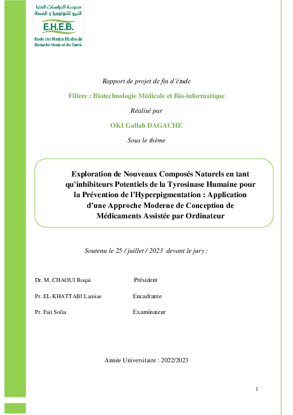 (PDF) Rapport de projet de fin d'étude Filière : Biotechnologie ...