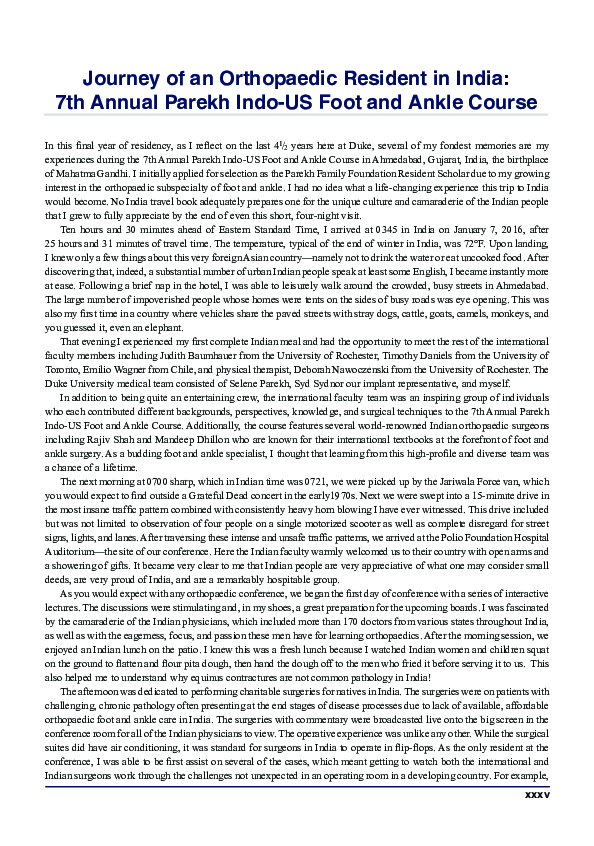 (PDF) Journey of an Orthopaedic Resident in India: 7th Annual Parekh ...