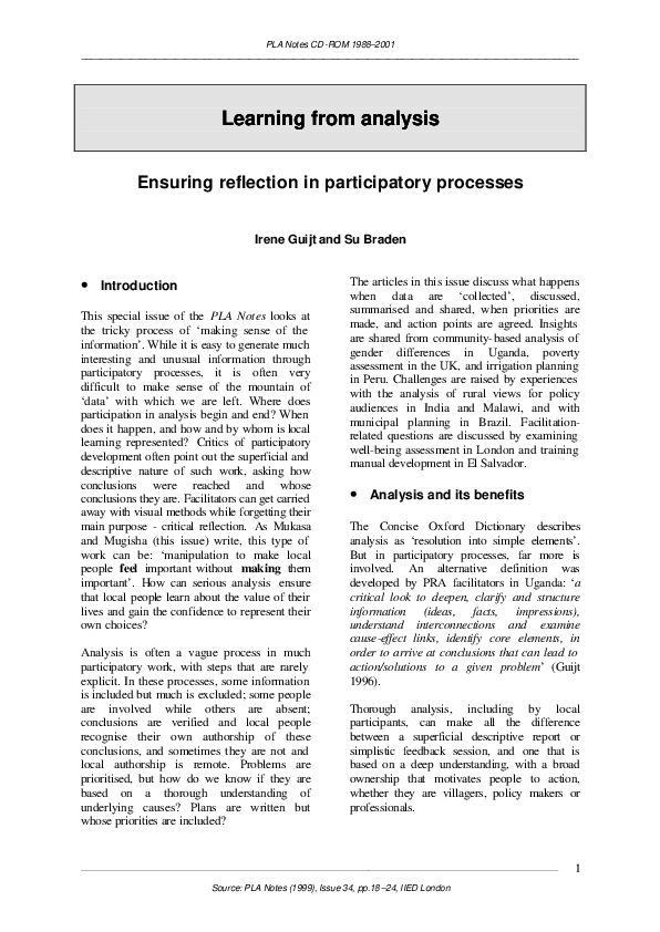 (PDF) Learning from analysis