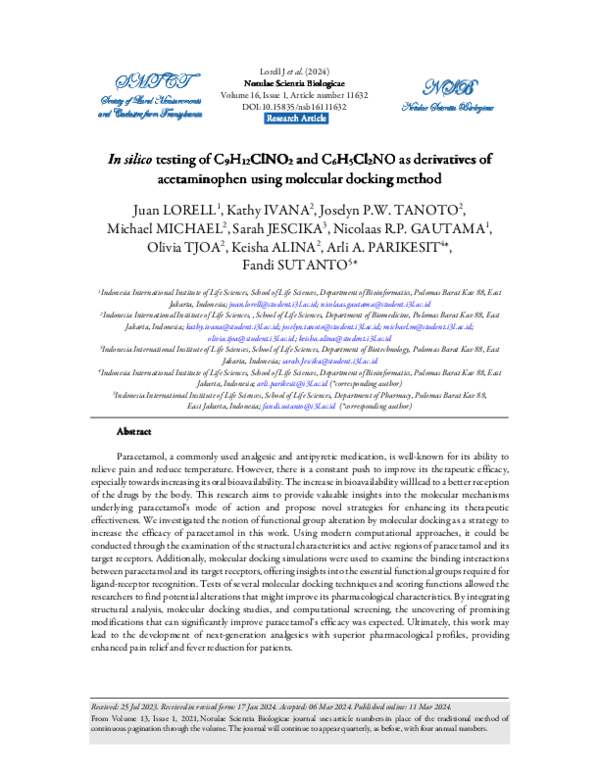 (PDF) In silico testing of C9H12ClNO2 and C6H5Cl2NO as derivatives of ...