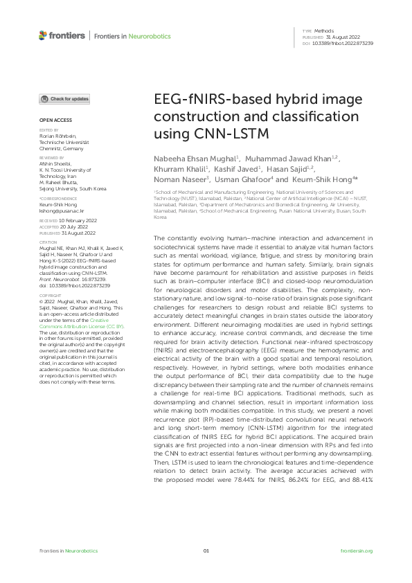 Pdf Eeg Fnirs Based Hybrid Image Construction And Classification Using Cnn Lstm