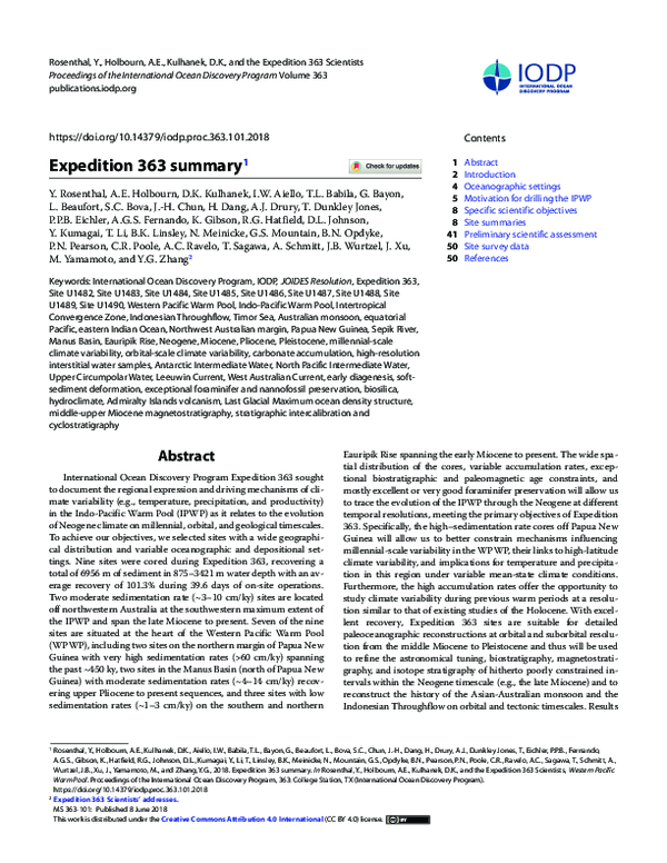 (PDF) Expedition 363 summary