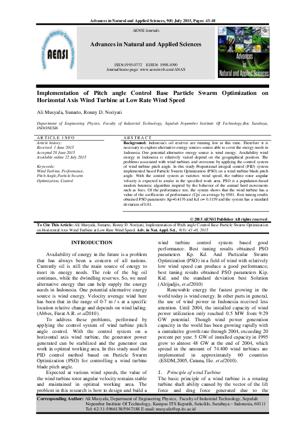 (PDF) Implementation of Pitch angle Control Base Particle Swarm ...