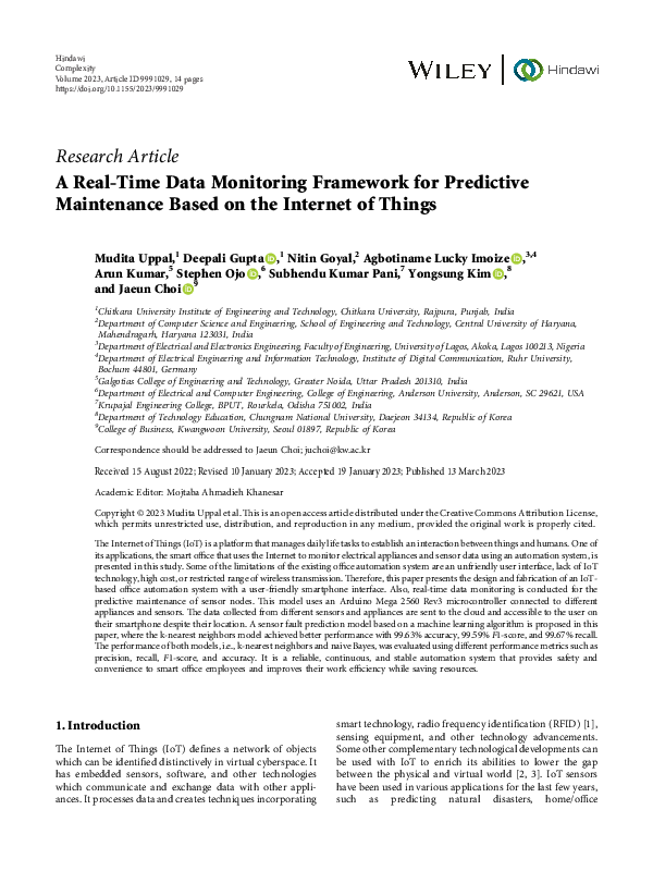 (PDF) A Real-Time Data Monitoring Framework for Predictive Maintenance Based on the Internet of ...