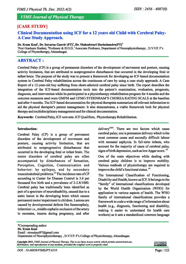 (PDF) Clinical Documentation using ICF for a 12 years old Child with ...