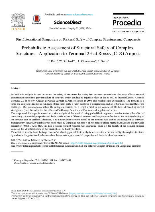 (PDF) Probabilistic Assessment of Structural Safety of Complex Structures– Application to ...